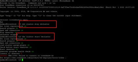 Oceanbase 40重启报错， Error Obd 1006 Failed To Connect To Oceanbase Ce