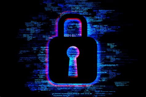 Premium Photo Neon Glowing Padlock Symbol Against A Matrix Of Binary