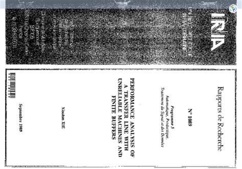 Pdf Performance Analysis Of A Transfer Line With Unreliable Machines