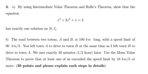 solved 3 a by using intermediate value theorem and rolle s