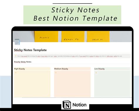 Notion Template Priority Sticky Notes Notion Template For Synced Sticky