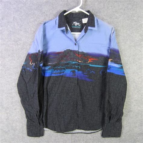 Roper Shirts Vintage Roper Shirt Mens Large Black Blue Western