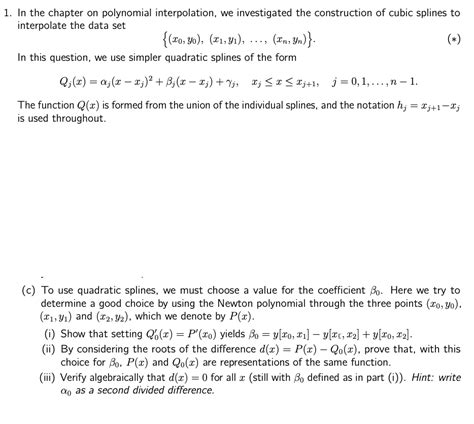 In The Chapter On Polynomial Interpolation We Chegg Com