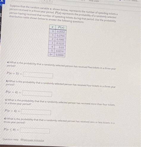Solved Suppose That The Random Variable X Shown Below