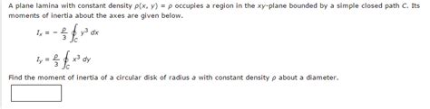 Solved A Plane Lamina With Constant Density P X Y P