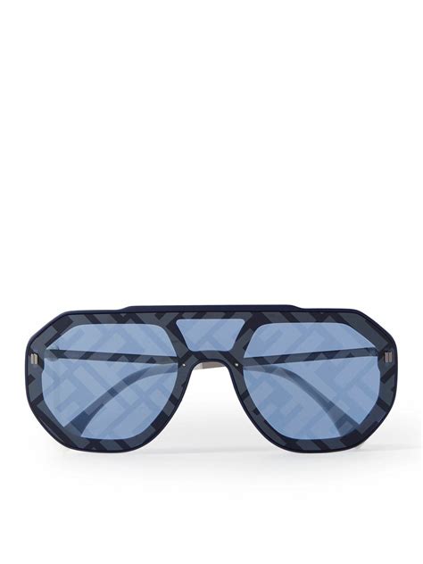 Fendi Aviator Style Logo Print Silver Tone And Acetate Sunglasses Fendi