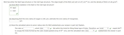 Solved MnO Has Either The NaCI Type Structure Or The CsCI Chegg Com