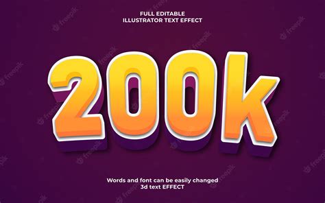 Premium Vector | 200k followers 3d editable gradient text style effect