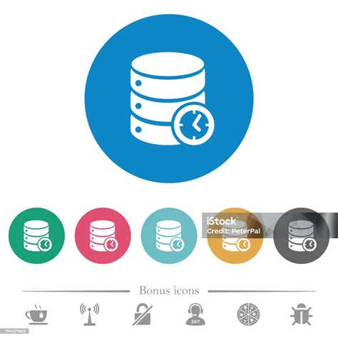 Database Timed Events Flat Round Icons Stock Illustration Download Image Now Circle Clock