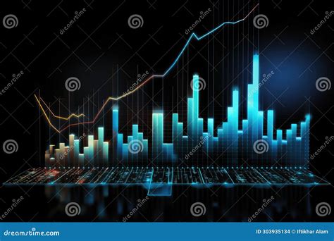 Abstract Bar Chart On Black Background Data Visualization Analysis