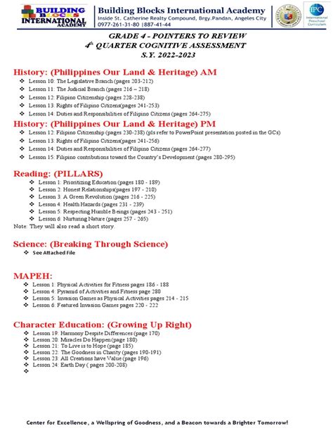 Pointers To Review Grade 4 Pdf