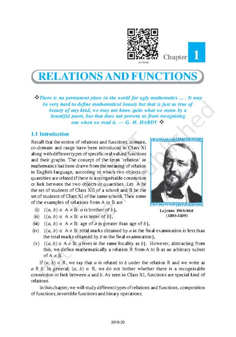 Cbse Class 12 Ncert Book Maths Part 1 Relations And Functions