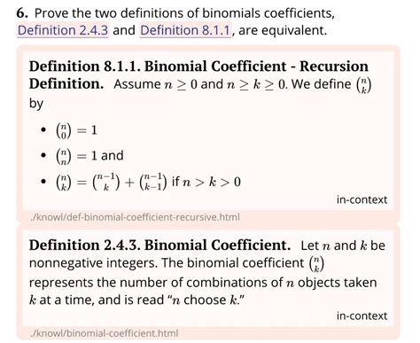 6 Prove The Two Definitions Of Binomial Coefficients Definition 243