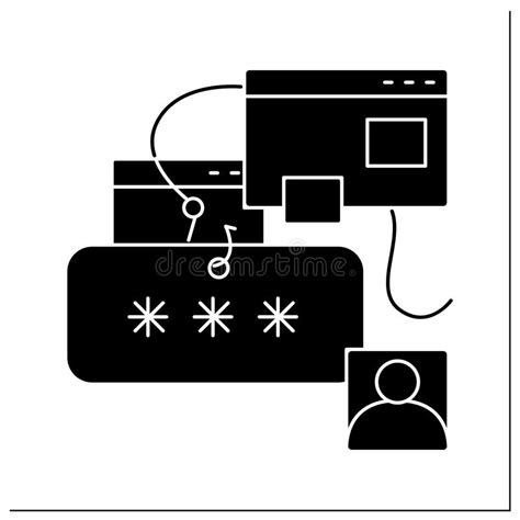Hacker Icon Website Attack With Credential Reuse Line Vector