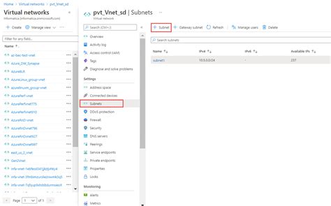 Add A Subnet To The Virtual Network