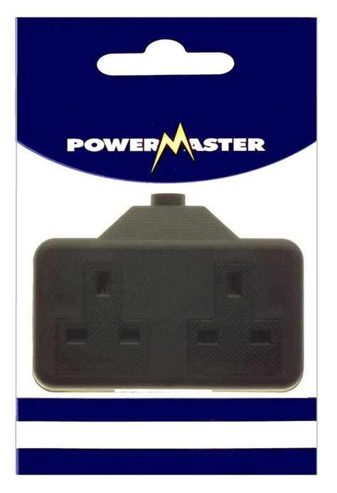 Powermaster 2 Gang Black Rubberised Trailing Socket Icon Fasteners