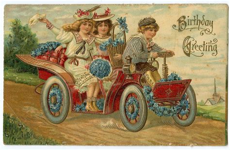 Lot Antique Vintage Postcard Birthday Greetings
