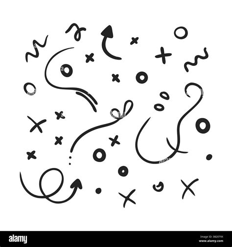 Simple Lines Hand Drawn Black Arrows Doodle Style Set Vector Graphics Illustrations Stock Vector