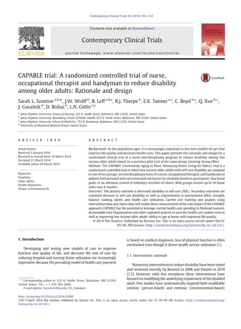 Pdf Capable Trial A Randomized Controlled Trial Of Nurse
