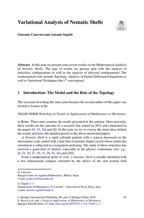 Pdf Variational Analysis Of Nematic Shells