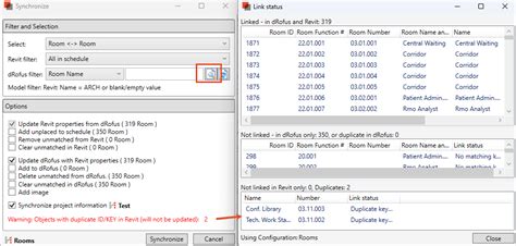 synchronize revit room space and area
