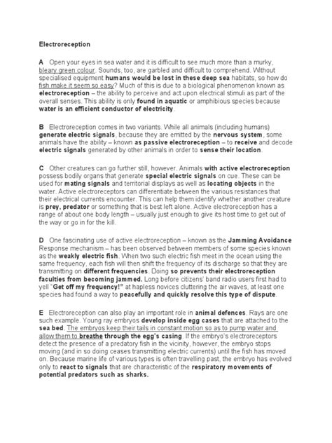 Electroreception Pdf Sharks Senses