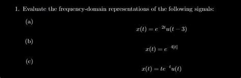 Solved Evaluate The Frequency Domain Representations Of Chegg