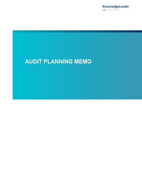 Audit Planning Memo Pdf Audit Internal Control