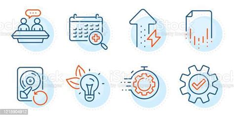 복구 하드 디스크 서 타이머 및 에코 에너지 아이콘 세트 복구 파일 서비스 및 직원은 표지판을 이야기합니다 벡터 공학에 대한 스톡 벡터 아트 및 기타 이미지 Istock