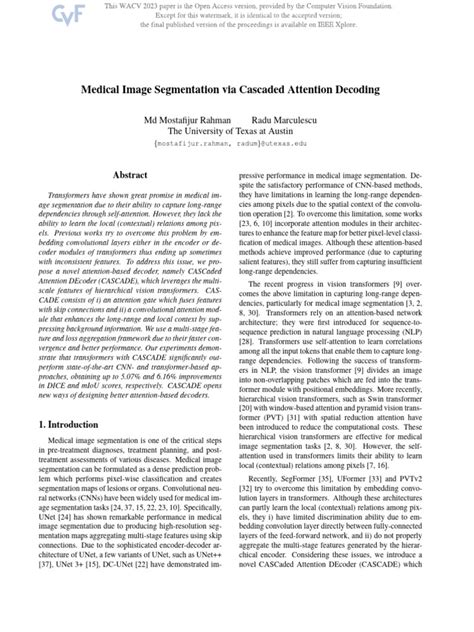 Rahman Medical Image Segmentation Via Cascaded Attention Decoding Wacv