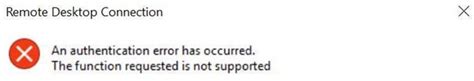 Recovery Authentication Error Occurred Requested Function Not