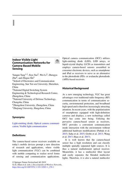 Pdf Indoor Visible Light Communication Networks For Camera Based Mobile Sensing