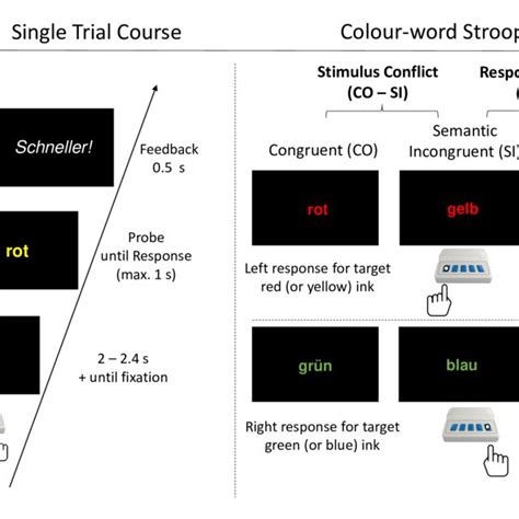 colour word stroop task stroop interference will be realized via