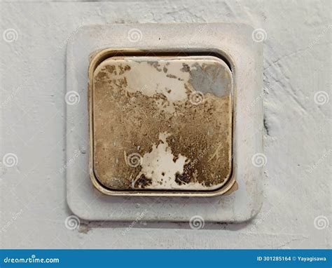 Dirty Single Electrical Switch On White Wall Stock Photo Image Of Electrical White