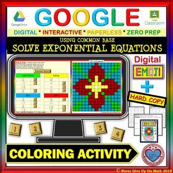EMOJI Solve Exponential Equations Common Base Google Hard Copy Equations One Step