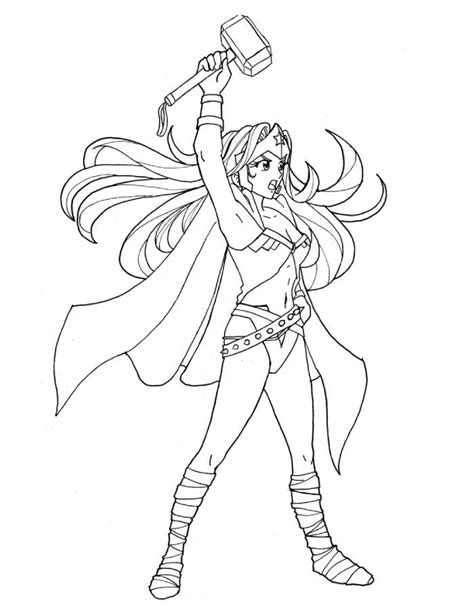 Wonderwoman Thors Hammer Coloring Page Free Printable Pdf
