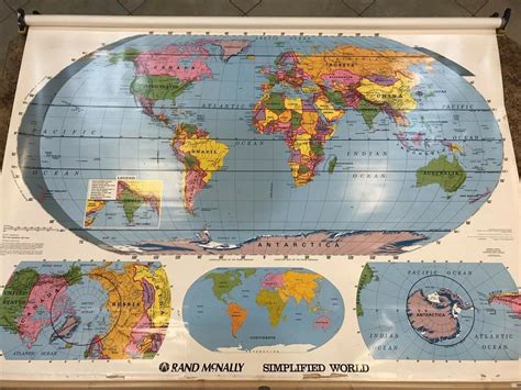 Classroom Pull Down World Map Rand Mcnally 1991073015