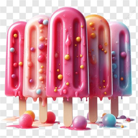 무지개 스프링클을 곁들인 다채로운 녹는 아이스캔디 핑크색 아이스 캔디 녹는 아이스캔디 줄지어 늘어선 아이스캔디 Png 일러스트 및 이미지 에 대한 무료 다운로드