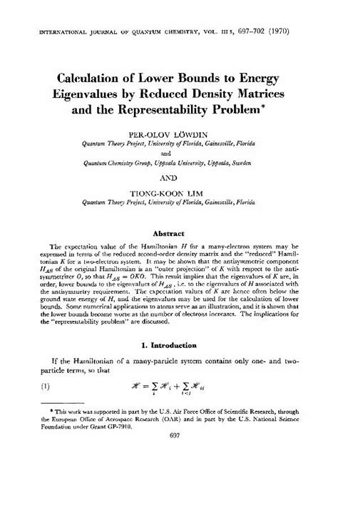 Pdf Calculation Of Lower Bounds To Energy Eigenvalues By Reduced