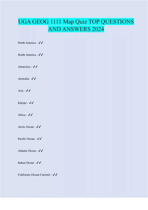 UGA GEOG Map Quiz TOP QUESTIONS AND ANSWERS GEOG Stuvia US