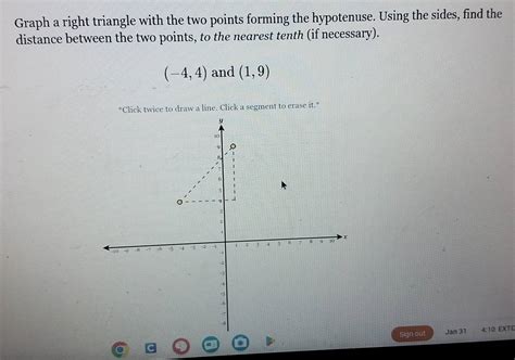 solved graph a right triangle with the two points forming the