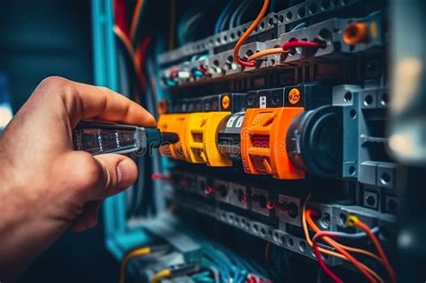 Hand Is Pressing A Switch On A Switchboard Generative Ai Stock