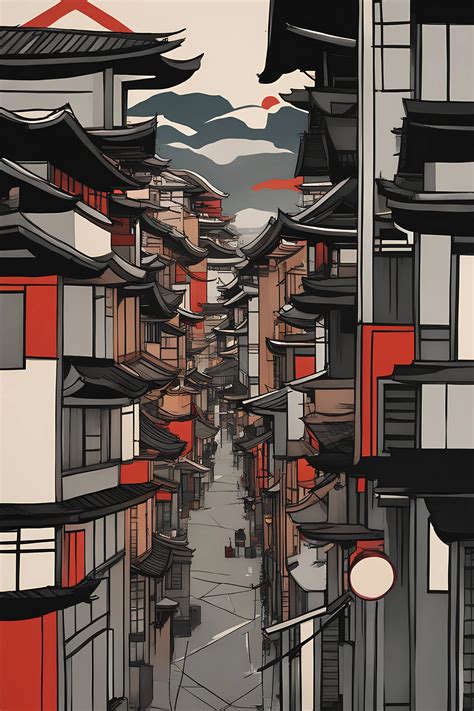Brush Painting Ukiyo E Cityscape An Gallery Stablecog