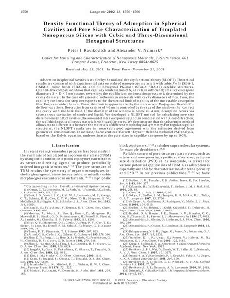 Pdf Density Functional Theory Of Adsorption In Spherical Cavities And