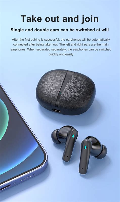 Leather Tws Wireless Earphone Enc Bluetooth Call Earbuds Anc Active