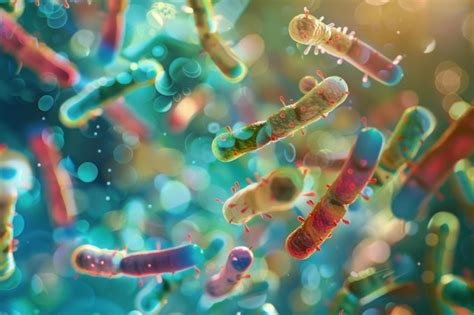 Bacteria Floating Through Liquid Medium Premium AI Generated Image
