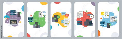 Cloud Computing Mining Server Database And Data Icons Concepts Of