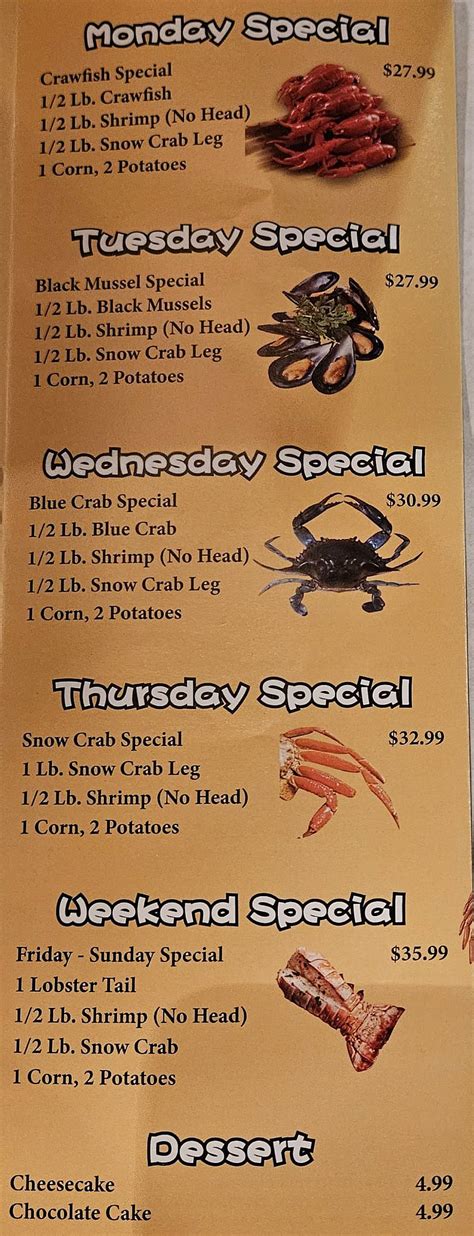 Menu At Captain Crab Seafood Restaurant Port Charlotte