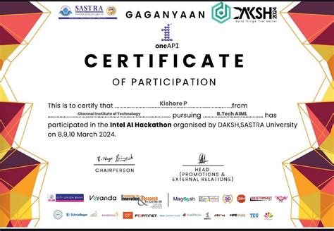 Kishore P On Linkedin Ai Hackathon Intel Sastrauniversity