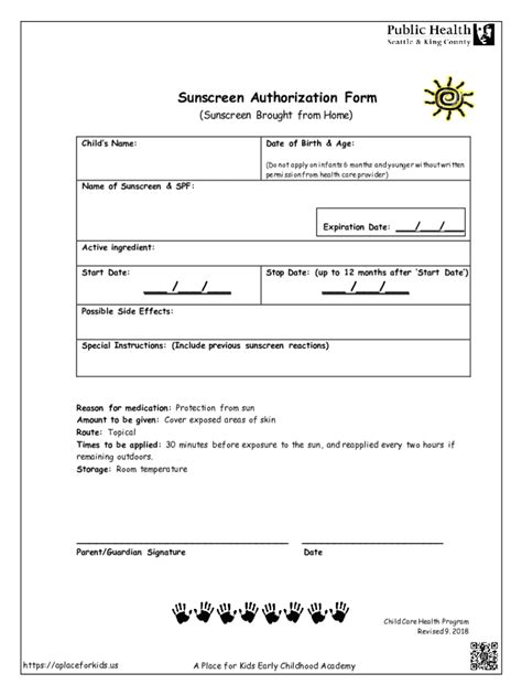 Fillable Online Sunscreen Authorization Form Peace Lutheran School Fax Email Print Pdffiller